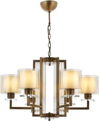 Opviq Elegant Vintage Chandelier, Metal Body, 90 cm Height x 70 cm Diameter, 6 x E27 Max 40W, Modern Glam Design for Stylish Home D&eacute;cor