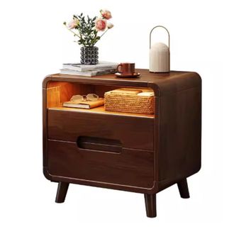 Generic Nachttisch Aus Massivem Holz, Nachttisch Mit Schubladen Und Verdecktem Griff, Hochklappbare Schrankbeine for B&uuml;Cher, Aufbewahrungsboxen