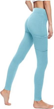 Generic Legging extensible pour femme - Pour entra&icirc;nement, course &agrave; pied, gym, fitness, gym, taille haute - Contr&ocirc;le du ventre, bleu ciel, XXL