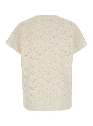 Fabiana Filippi Womens T-Shirt Merino Wool Off-White Top