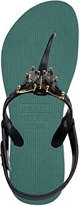 UZURII | Selena Butterfly Silver - Bosgroen | Tongs pour femme | Sandales confortables et &eacute;l&eacute;gantes faites &agrave; la main | Pour int&eacute;rieur et ext&eacute;rieur 41/42