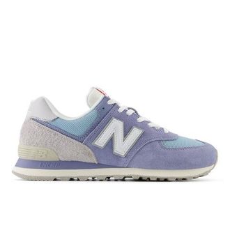New Balance Unisex 574 in Grau/Wei&szlig;, Wildleder/Mesh, Gr&ouml;&szlig;e 44
