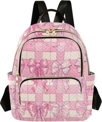 Mnsruu Mini sac à dos pour femme avec noeud papillon rose motif écossais petit sac à dos tendance décontracté sac à dos sac à dos sac à dos, Multi760, M