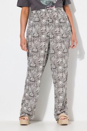 Ulla Popken Schlupfhose Hose Rose bedruckt weites Bein Elastikbund