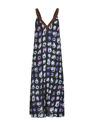 Prada Womens Purple Viscose Printed Midi Dress