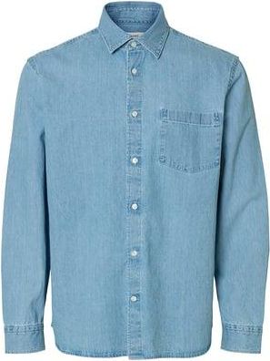 Selected Chemise col classique en denim de coton