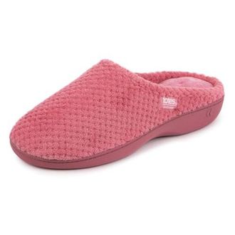 Isotoner Pantoufles mules en tissu polaire pour femme Popcorn, rose, 41.5 EU
