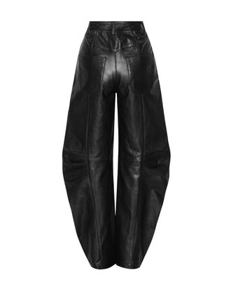 Rotate Womens Leather Cargo Trousers Black