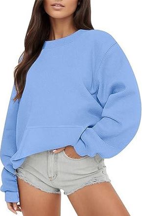 Generic Pull sans capuche pour femme Sweat-shirts l&eacute;gers Pour Uk PulloverHoodie Sweat-shirt uni Blouse Pull Sweat-shirts avec poches Vestes thermiques V&ecirc;temen