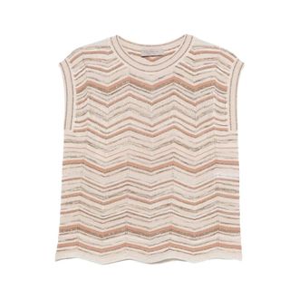 D.exterior Chevron Sleeveless Top - - Tops - Damen - Beige - L