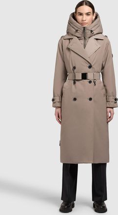 Khujo Trenchcoat KHUJO ELENA, Damen, Gr. XXL, greige, 100% Polyester, unifarben, regular fit, eingesetzt elastischer Bund, Mäntel, Topseller