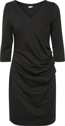 Kaffe Kleid KAindia Damen Kleid 3/4 Arm Knielang Cocktail V-Ausschnitt Cocktailkleid XL, Black Deep XL