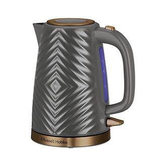 Russell Hobbs Textures Electric 1.7L Cordless Kettle (Fast Boil 3KW, Grey premium plastic, matt & high gloss finish, Removable washable anti-scale filter, Push to o