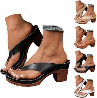 Generic Sandales orthop&eacute;diques &agrave; talon &eacute;pais pour femme - Soutien de la vo&ucirc;te plantaire - Confortables &agrave; enfiler - Bout ouvert - Tongs d&eacute;t&eacute; habill&eacute;es et d&eacute;con