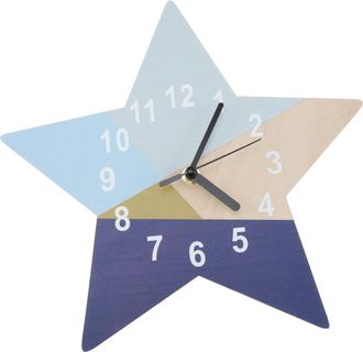 Cabilock Leise Junge Mädchen Wanduhren Star Design Blau Geometrisch Stille Wanduhr Für Kinderzimmer Schlafzimmer Wohnraum Dekor