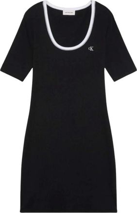 Calvin Klein Jeans Femme, Robes, Noir, Taille: 38 FR SS 2X2 Baby Rib Cutout