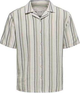 Only & Sons Onstrev Life Reg Struc Stripe SS T-Shirt, Sable, XXL Hommes