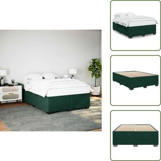 vidaXL The Living Store Bettgestell ohne Matratze Dunkelgr&uuml;n 160x200 cm Samt - Samtbett - Doppelbett - Boxspringbetten - Betten Gestell - Massivholzbette