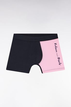 Eden Park Boxer En Jersey De Coton Stretch Bicolore Marine Et Rose