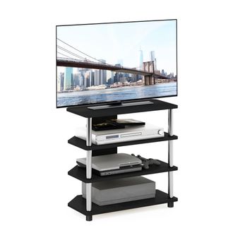 Furinno Econ Easy Assembly 4-Tier Petite TV-St&auml;nder, Americano, Edelstahlrohre