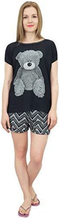 Bimba Notte Femmes Teddy Bear Imprimé Rayon T-Shirt Et Shorts 2 Pièces Set - 56