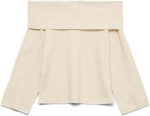 Vero Moda Offshoulder Pullover Vmaries Ls Pull à épaules dénudées BF, Bouleau, M Femme