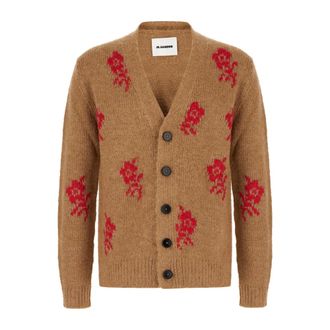 Jil Sander Wollmischung Cardigan mit V-Ausschnitt - - Knitwear - Herren - Braun - L