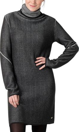 Timezone Damen Turtelneck Knit Dress Lässiges Kleid, Black White Stripe, M