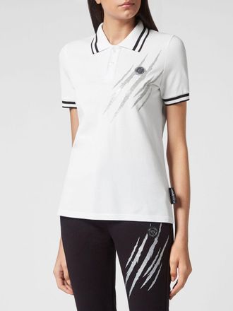 Plein Sport Polo &agrave; manches courtes Scratch en coton &agrave; imprim&eacute; graphique