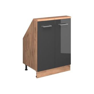 Vicco Meuble de Rangement sous Pente Rion, Anthracite Brillant/Ch&ecirc;ne dor&eacute;, avec 2 Portes