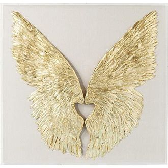 Kare Design Design Wings Wandschmuck Gold/Wei&szlig;, Dekofl&uuml;gel, Dekobild, Wandbild, Engelsfl&uuml;gel, Modern, Wohnzimmer, Schlafzimmer, Flur, 120x120x8cm