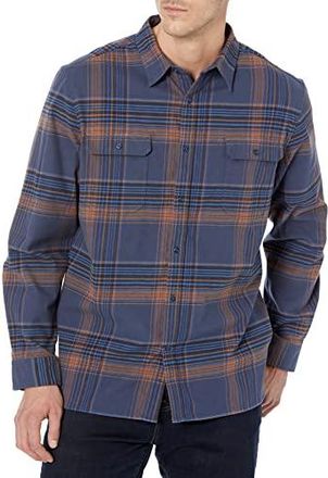 Amazon Aware Chemise en Flanelle à Manches Longues Coupe Régulière Homme, Bleu Marine Foncé Écossais, S