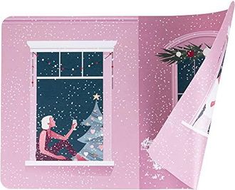 Villa D'Este Home Tivoli Set 4 Platzsets doppelseitig schmutzabweisend Weihnachten 30 x 40 cm, Xmas Pink