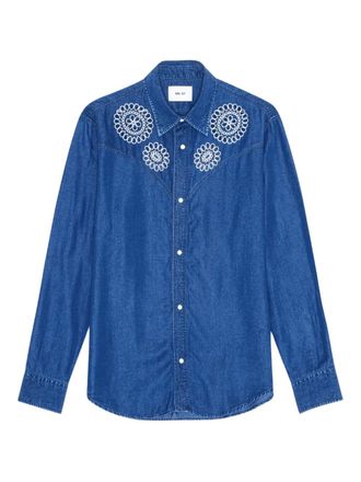 Nn.07 chemise en jean à broderies - Bleu