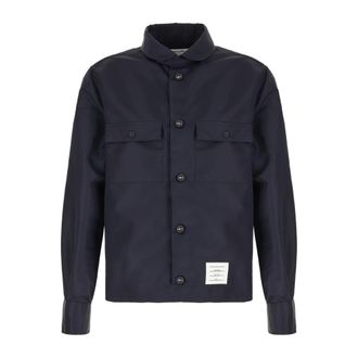 Thom Browne Tech Twill Shirt - - Jackets - Herren - Blau - 2XL
