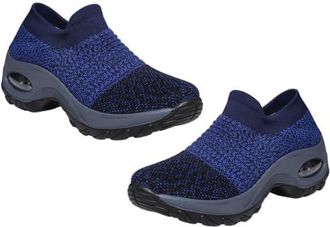 BESPORTBLE Ciieeo Chaussures de Sport pour Femmes L&eacute;g&egrave;res en Maille Tiss&eacute;e Semelle Amortissante Taille 37 Bleu Gris Chaussures de Course D&eacute;contract&eacute;es Respirante