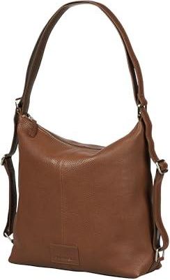 Burkely Soft Skylar Sac à dos Hobo - Sac Convertible Femme en Cuir Marron Cognac Lisse - Sac à Dos et Sac Épaule Chic - Sac de Ville Polyvalent