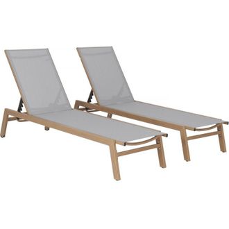 Habitat et Jardin 2er-Set Sonnenliegen aus Aluminium in Holzoptik Elysia - Hellgrau