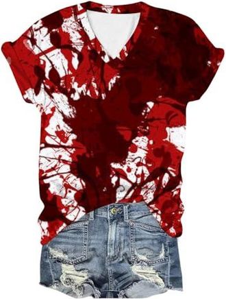 Generic 2026 T-shirt avec éclaboussures de sang Costume dHalloween Im Fine, Rouge, XXL