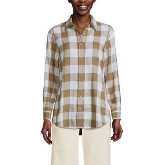 Lands End Boyfriend-Bluse aus Flanell, Damen, Größe:44-46 regular, Beige, Baumwolle, by Lands End