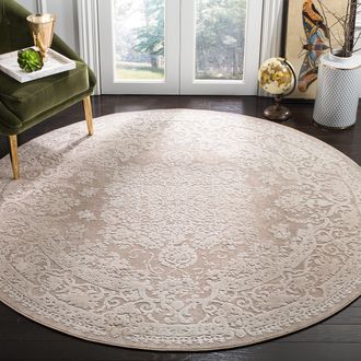 Safavieh Zeitgen&ouml;ssische Teppich f&uuml;r Wohnzimmer, Esszimmer, Schlafzimmer - Reflection Collection, Kurzer Flor, Beige und Elfenbein, 91 X 91 cm