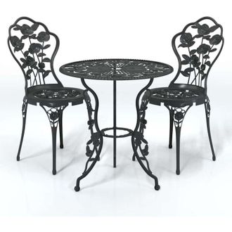vidaXL Ensemble de bistro 3 pcs Aluminium coul&eacute; Noir Vidaxl