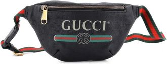 Gucci Logo Printed Leather Small belt bag - Schwarz