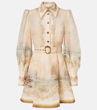 Zimmermann Robe Rebellion Marine imprim&eacute;e en lin et soie