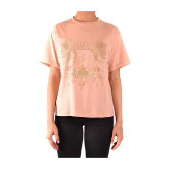 Elisabetta Franchi Femme, Tops, Rose, Taille: 38 FR T-shirt Femme Rose Imprimé Printemps/Été