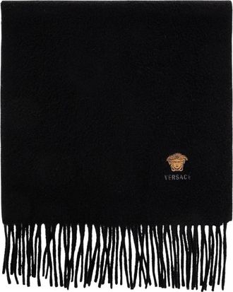 Versace Kaschmirschal mit Logo - - Accessories - Herren - Schwarzk - ONE SIZE