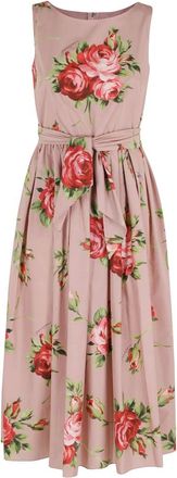 Dolce & Gabbana Femme, Robes, Multicolore, Taille: 34 FR Rose Bouquet Midi Dress