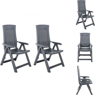 vidaXL Vidaxl - Verstellbare Gartenst&uuml;hle 2 Stk. Kunststoff Anthrazit - Gartenstuhl - Klappstuhl - Outdoor M&ouml;bel - Balkonm&ouml;bel - Esszimmerstuhl