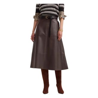 Bugatti A-Linien-Lederrock mit Taschen - - Skirts - Damen - Braun - XL