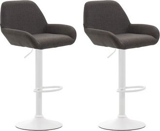 Clp Lot de 2 tabourets de bar Braga en tissu Gris fonc&eacute; Blanc